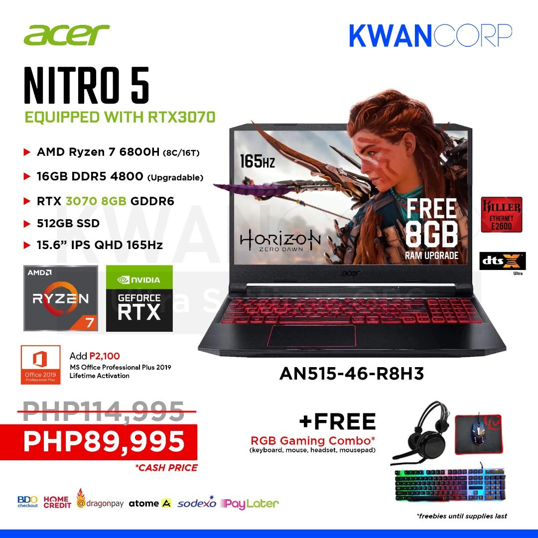 Acer Nitro 5 AN515-46-R8H3 AMD Ryzen 7 6800H 16GB RAM RTX 3070 8GB ...