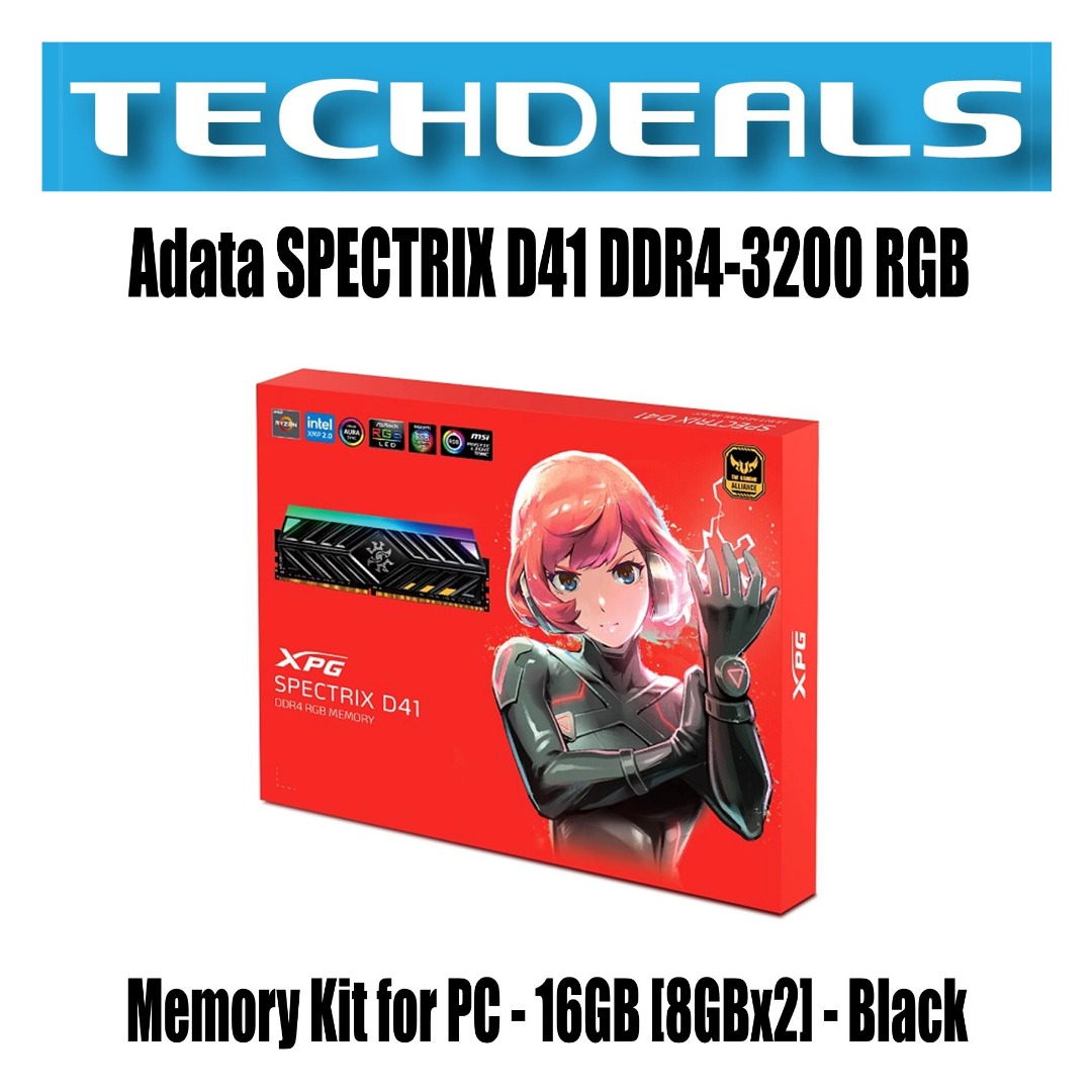 Adata SPECTRIX D41 DDR4-3200 RGB Memory Kit for PC - 16GB [8GBx2 ...