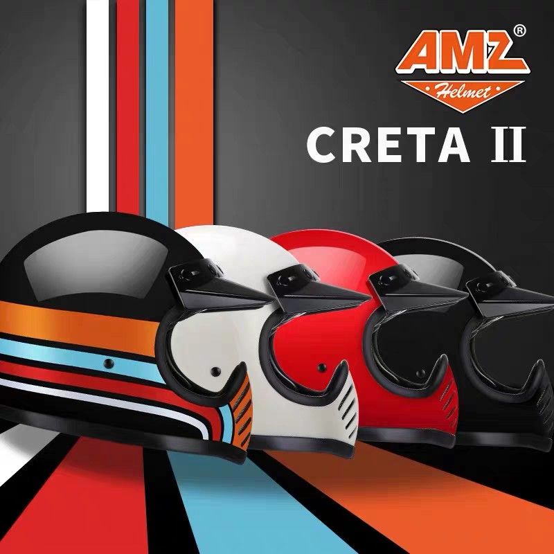 AMZ CRETA II - Retro Off-road/ADV/Dual Sport Full Face Fiberglass ...