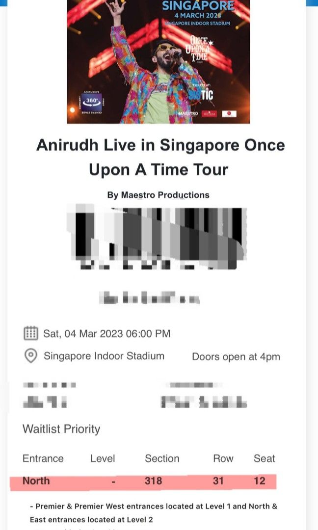 [FCFS] Anirudh Concert CAT 7 (1 Ticket left), Tickets & Vouchers, Event ...