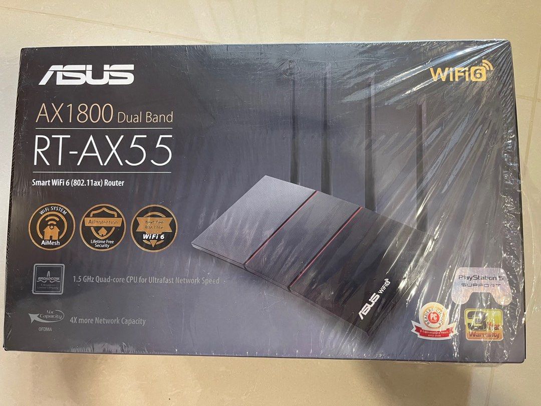 ASUS RT-AX55 Dual Band Smart WiFi 6(802.11ax) Router, Computers & Tech ...