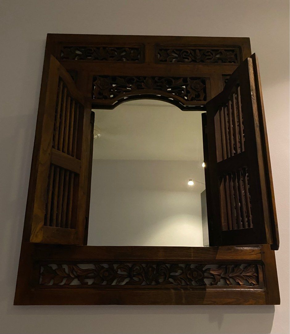 Balinese Teak Wood Mirror, Furniture & Home Living, Home Decor, Mirrors ...