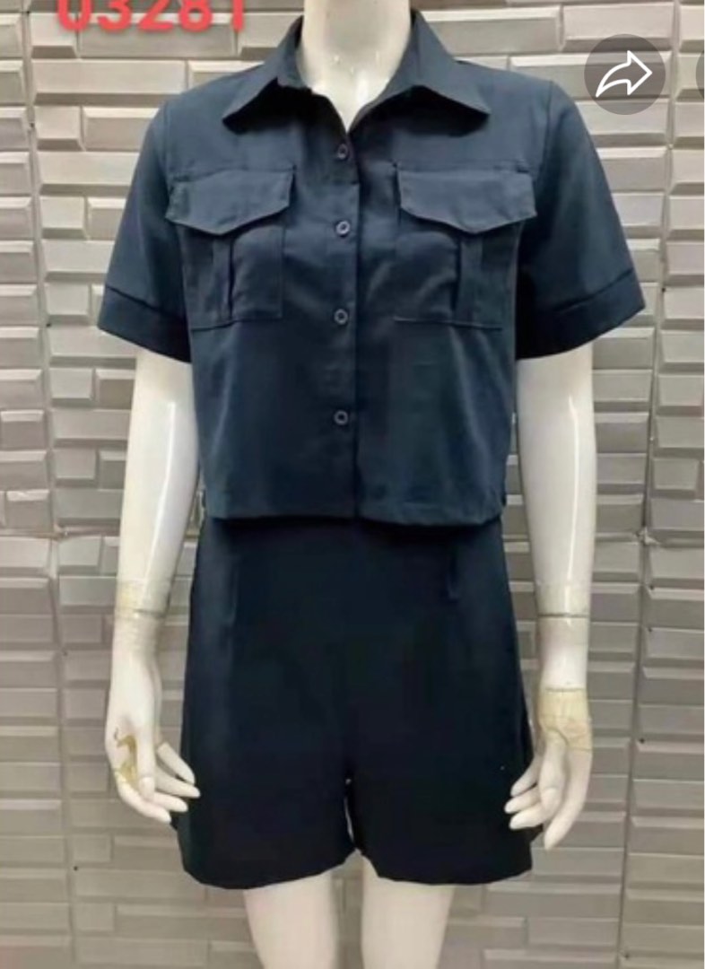 BKK plain coords short and polo top, Women's Fashion, Dresses & Sets ...