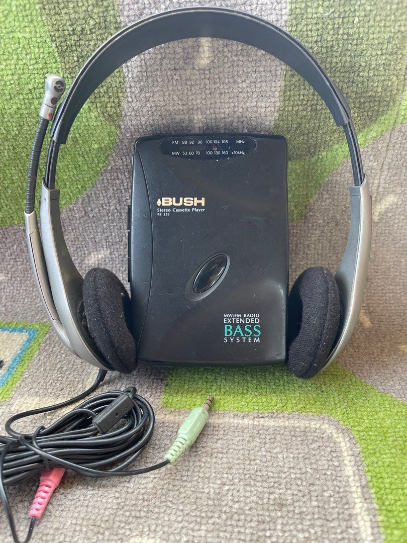 Bush walkman cassette radio am fm complete with headphone and batts ...