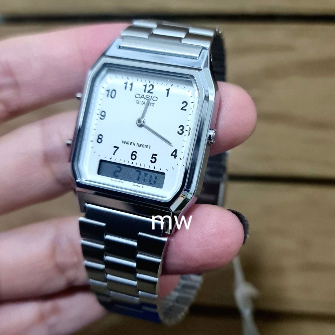 Casio Men's Unisex analog-digital numbering white dial dual time Watch ...