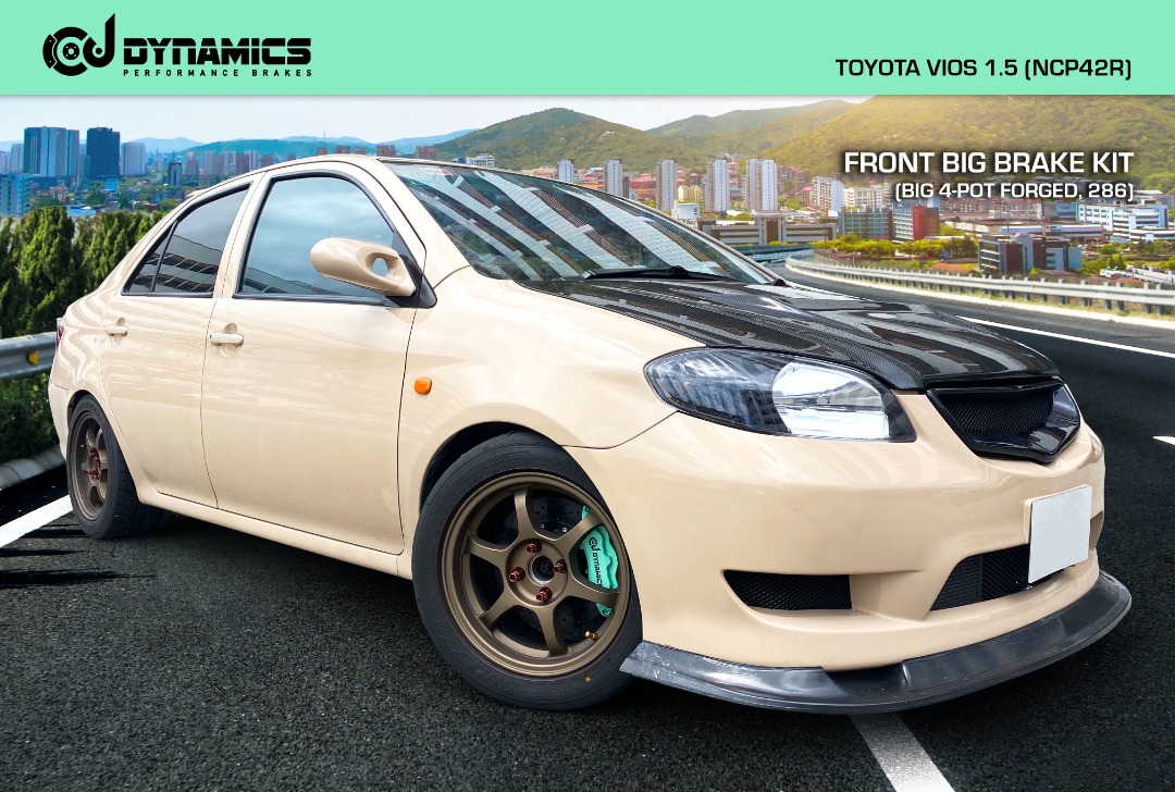 CJ DYNAMICS FRONT BIG BRAKE KIT (BIG 4-POT FORGED, 286) ON TOYOTA VIOS ...