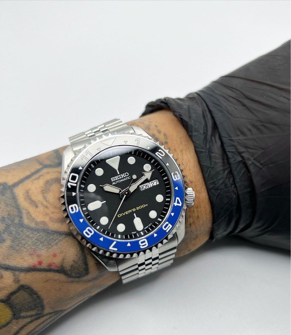 Custom Seiko Mod Batman SKX Sapphire Ceramic Jubilee, Men's Fashion ...