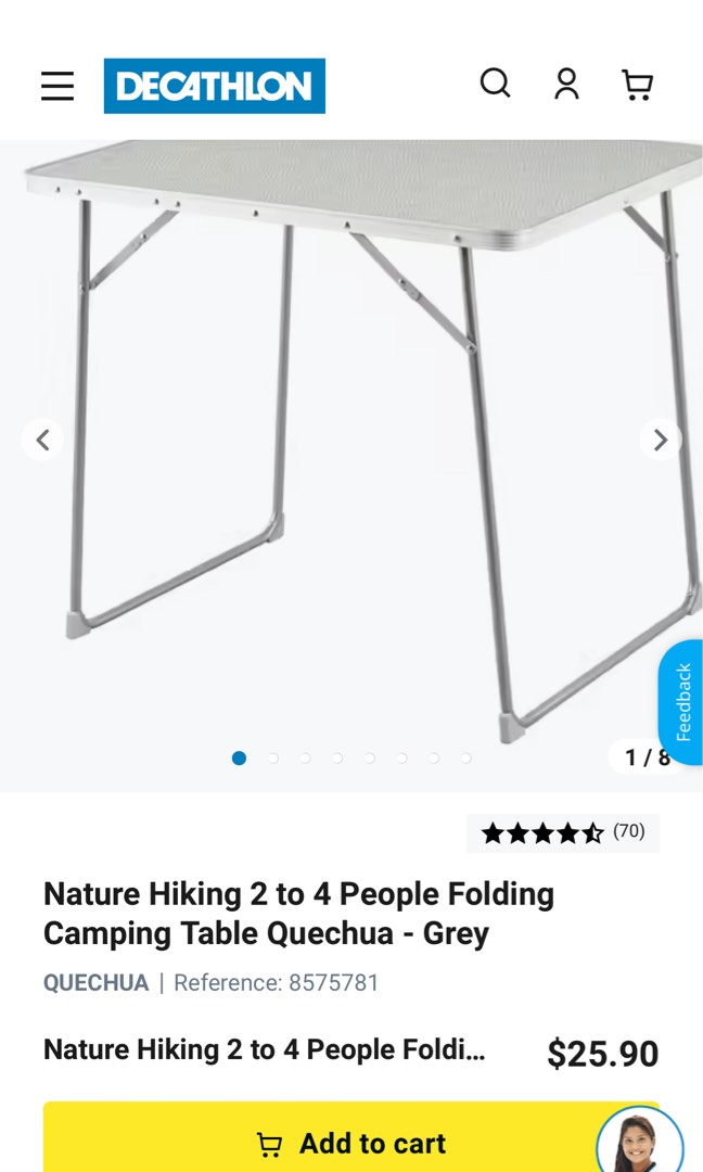 Decathlon Folding Camping Table Quechua, Furniture & Home Living ...