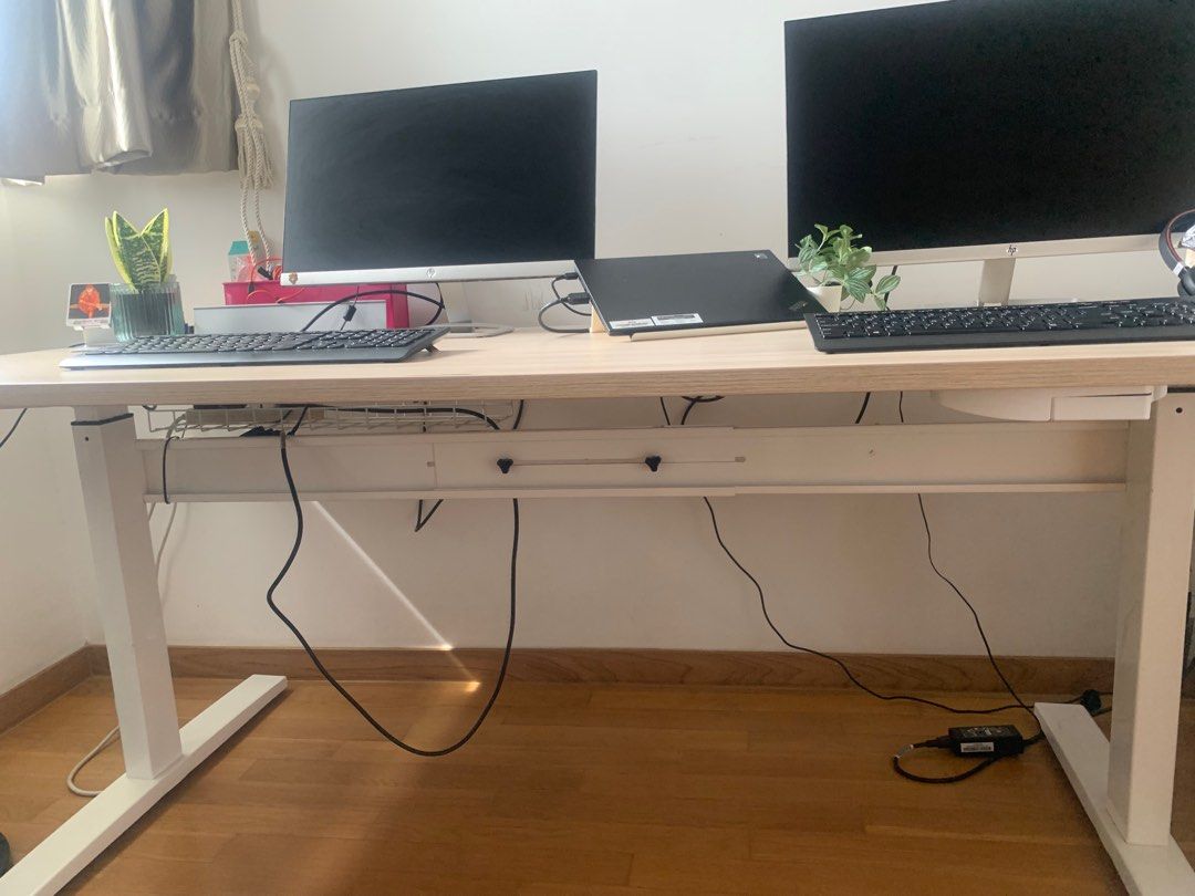 Electrical Height adjustable work desk table, Furniture & Home Living ...