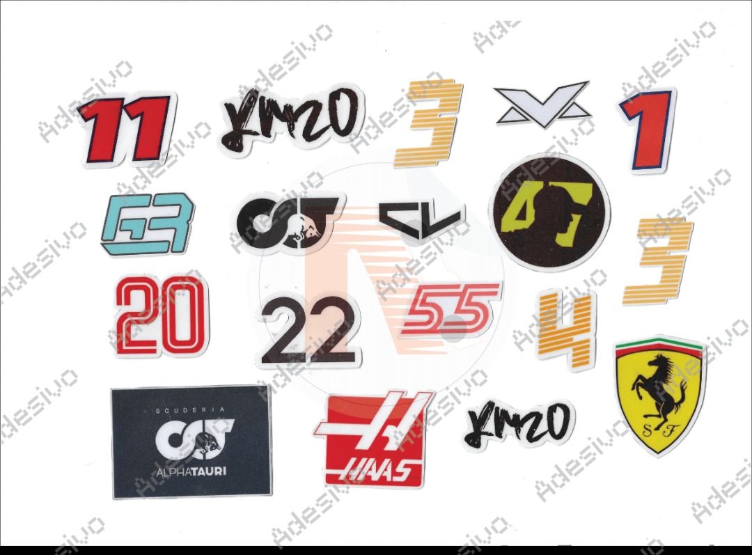 F1 Driver Numbers and Logo Sticker Set on Carousell