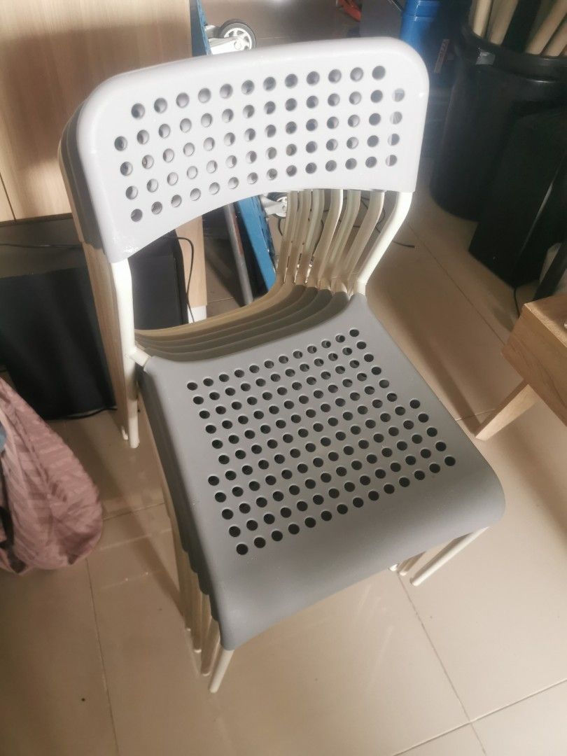 IKEA adde white / grey chair, Furniture & Home Living, Furniture ...