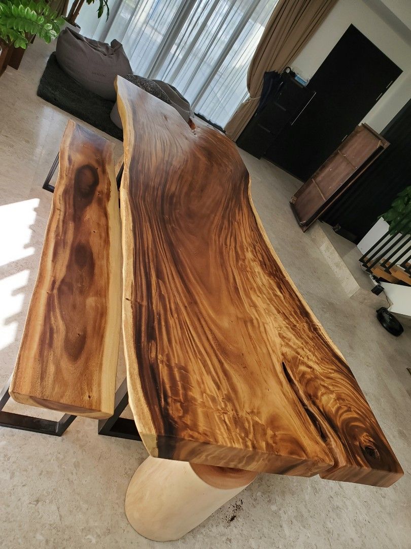 Indonesian rain tree, solid wood slab, custom dinning table, 12 guests ...