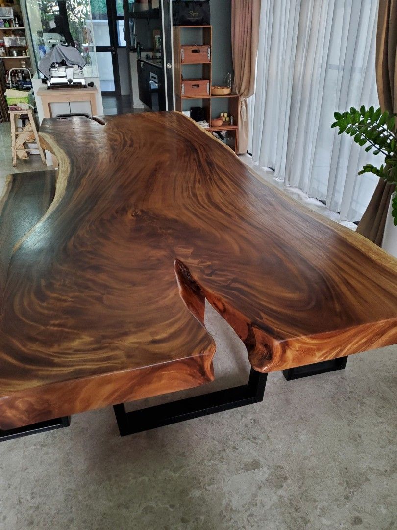 Indonesian rain tree, solid wood slab, custom dinning table, 12 guests ...