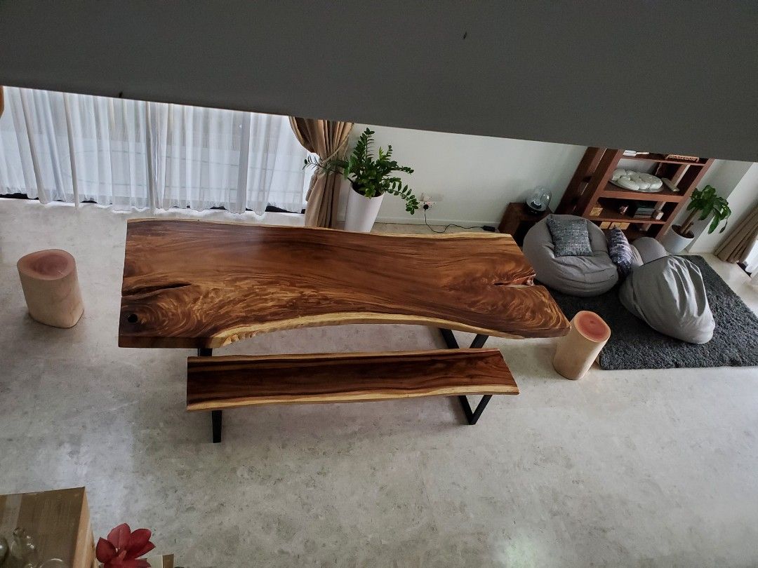 Indonesian rain tree, solid wood slab, custom dinning table, 12 guests ...