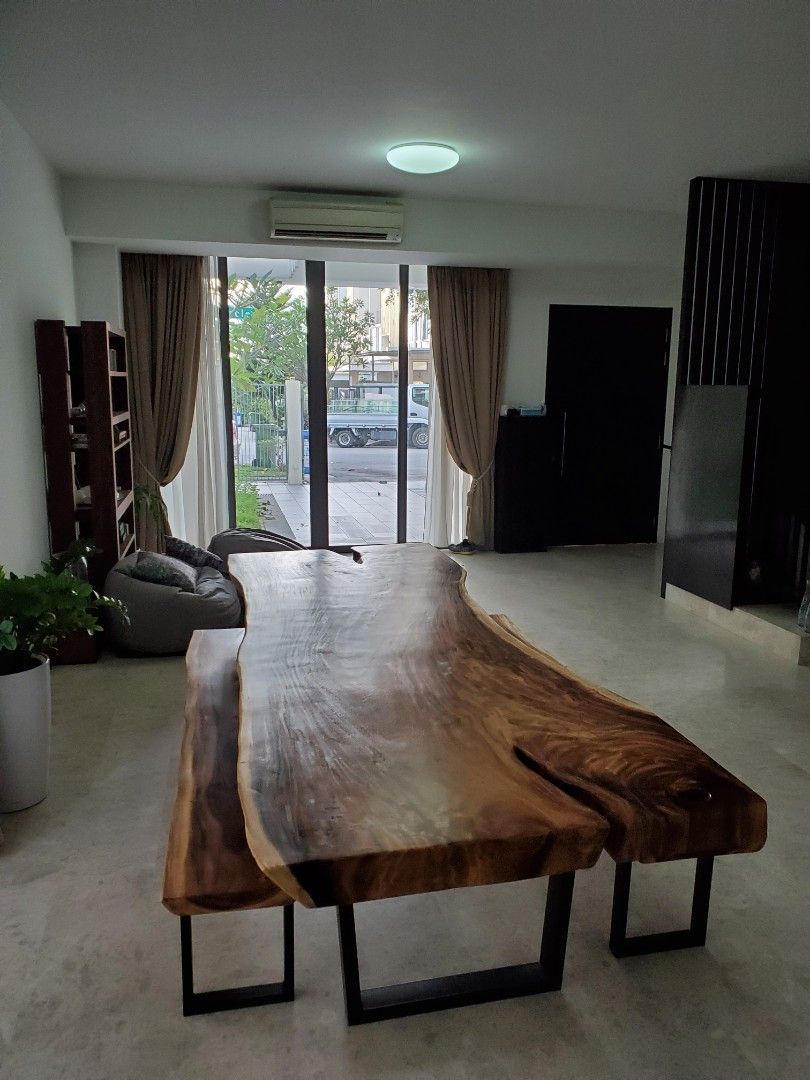 Indonesian rain tree, solid wood slab, custom dinning table, 12 guests ...