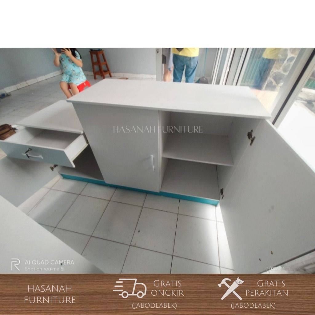 lemari laundry dan rak satu paket / Meja kasir / Rak paket, Perabotan ...