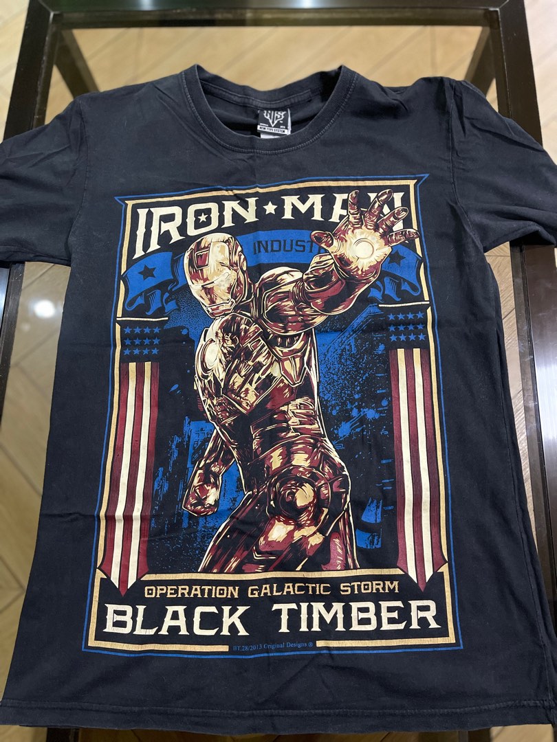 Marvel Black TShirt Iron Man NTS New Type System, Men's Fashion, Tops ...