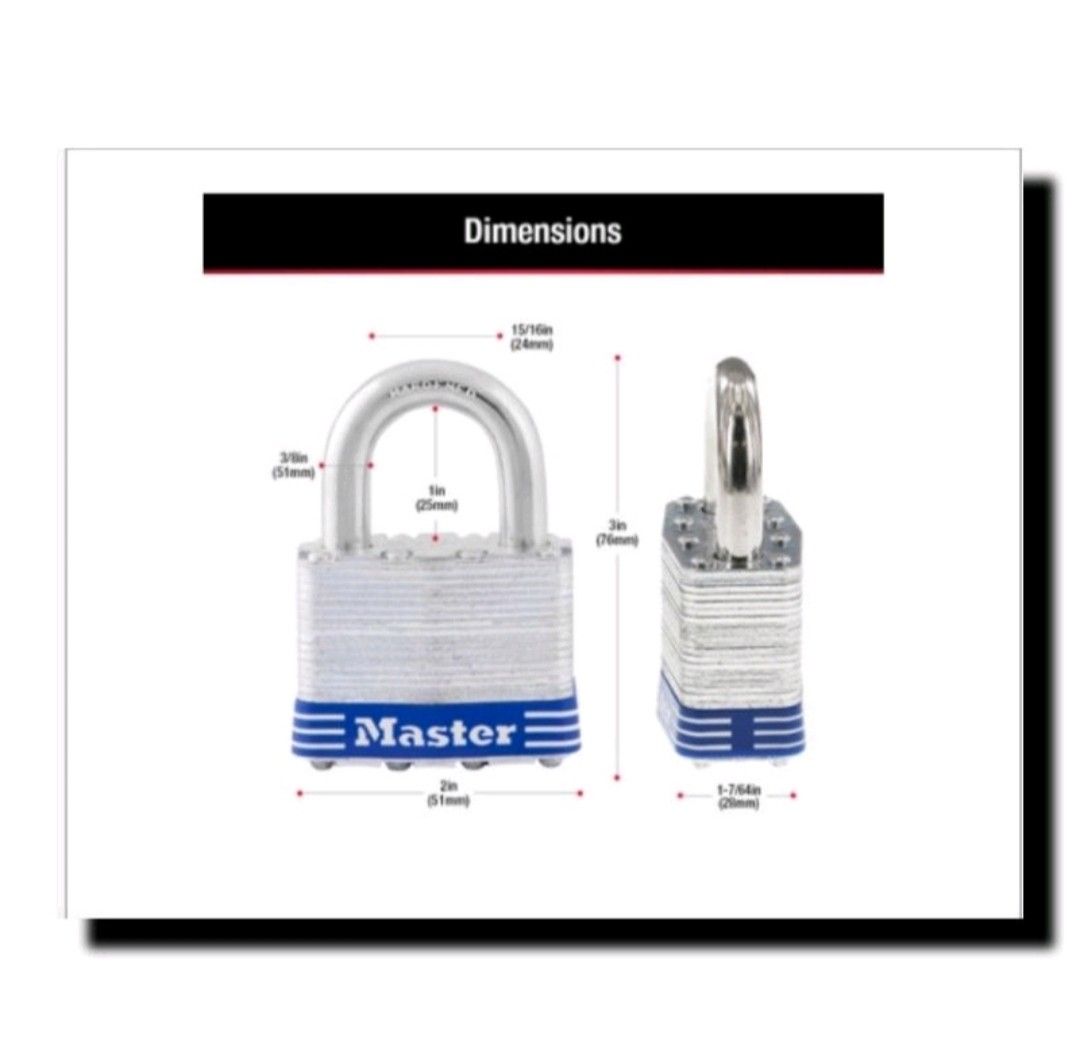 Master Lock Laminated Steel Body Padlock 5T 50mm, Furniture & Home ...
