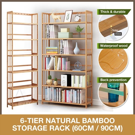 Nature Bamboo 6 Layers Storage Shelf Rack, Furniture & Home Living ...