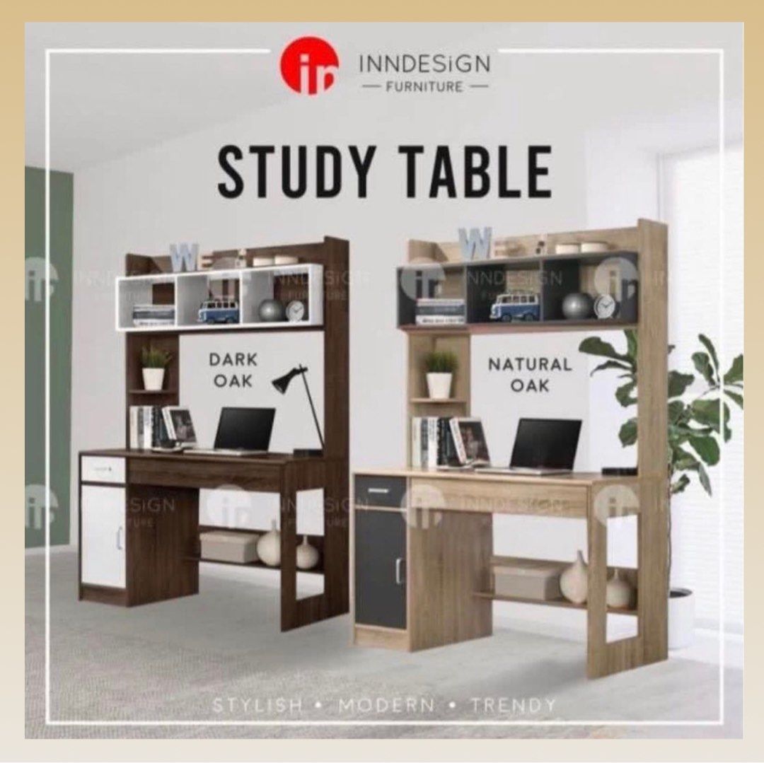 NEW Study Table -4ft Study Table With Top Compartment, Furniture & Home ...