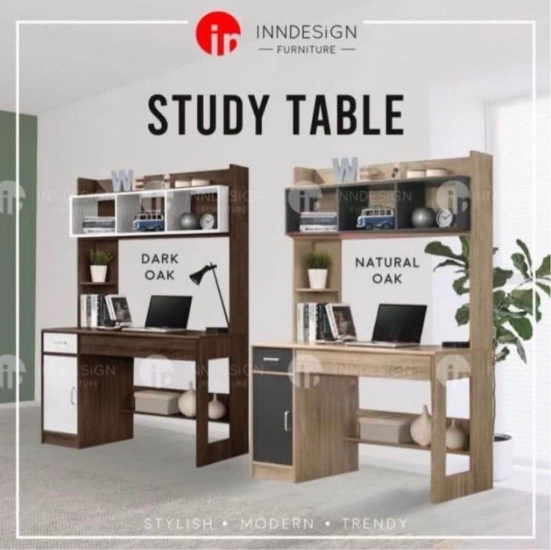 NEW Study Table -4ft Study Table With Top Compartment, Furniture & Home ...