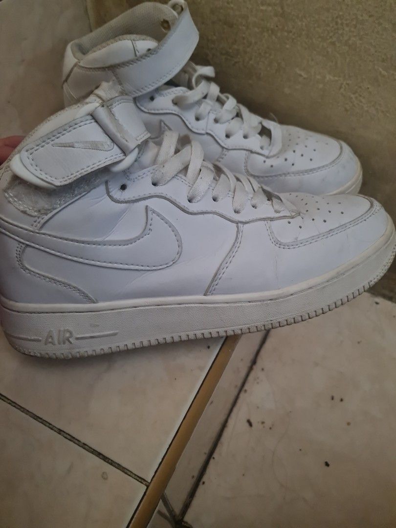 Nike air Force 1 mid, full putih AF1 size 39, Fesyen Wanita, Sepatu di ...