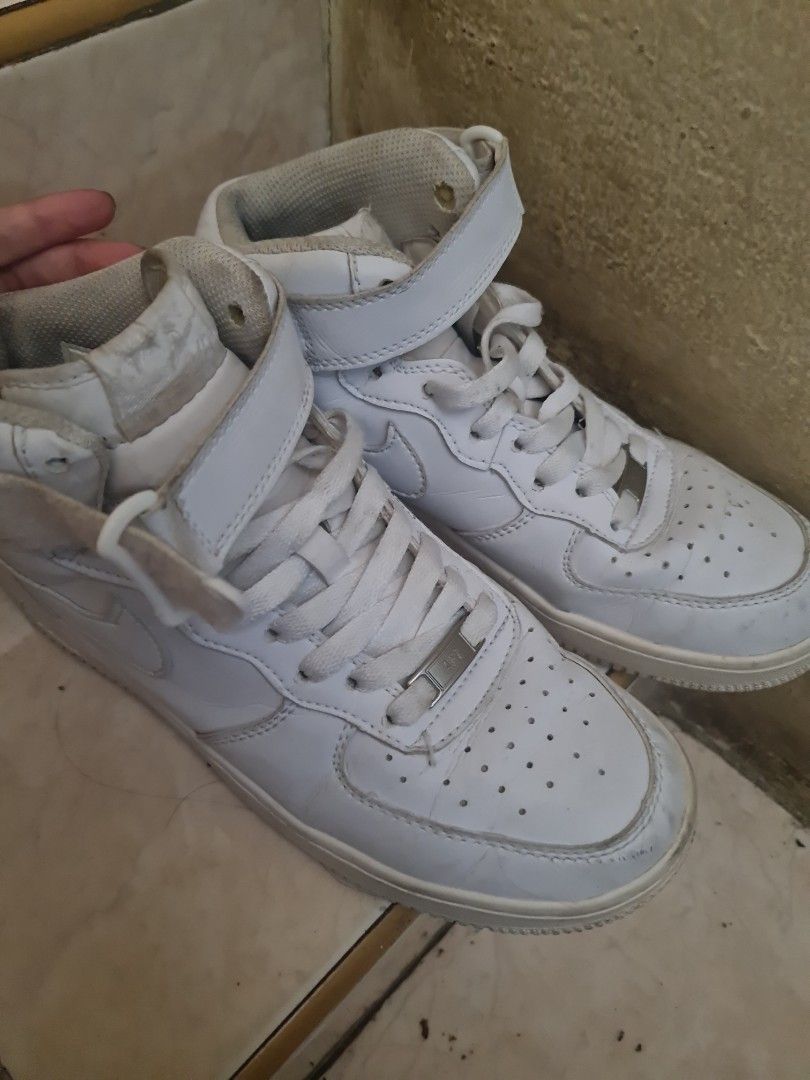 Nike air Force 1 mid, full putih AF1 size 39, Fesyen Wanita, Sepatu di ...