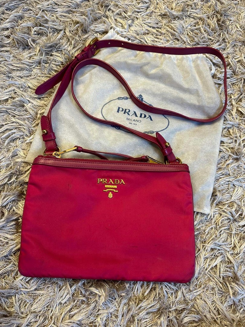 Original Prada Nylon Double Zip Sling Bag, Luxury, Bags & Wallets on ...
