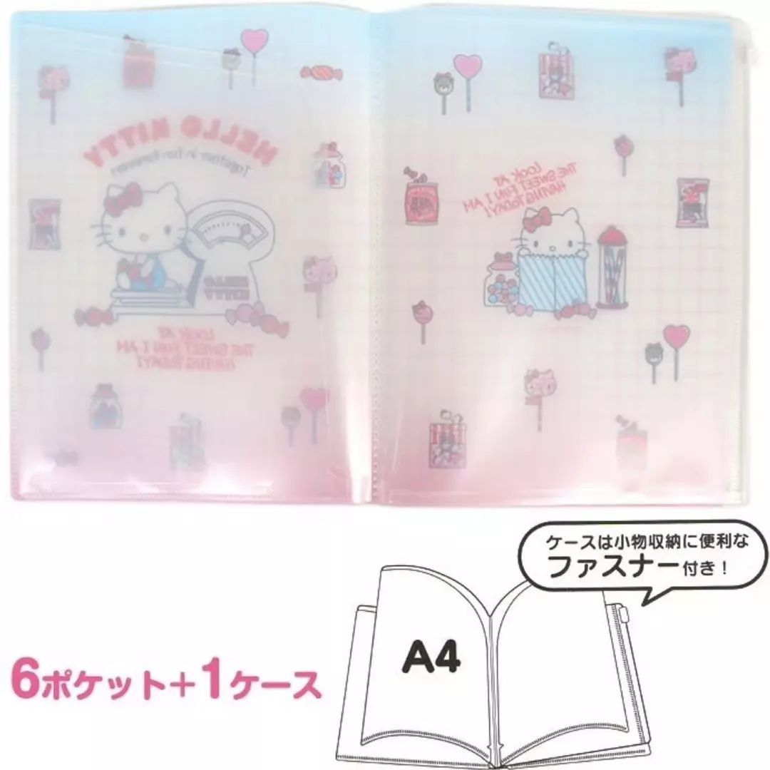 Original Sanrio HELLO KITTY A4 File Folder 6 Pockets + 1 Zip Pocket on ...