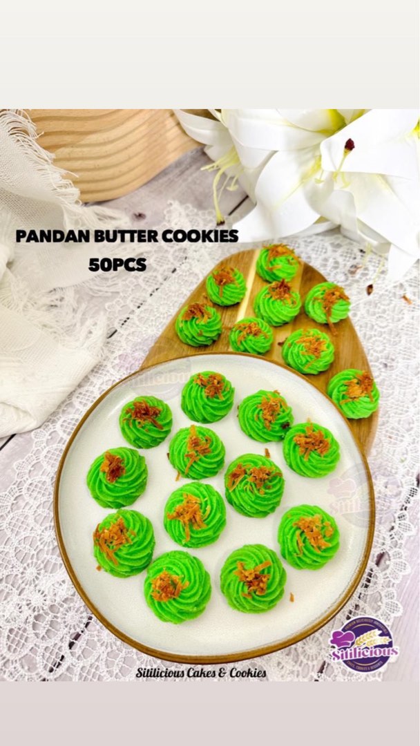 Pandan Butter Cookies, Food & Drinks, Homemade Bakes on Carousell