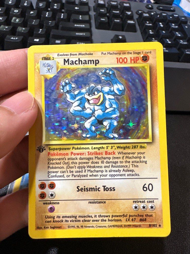 Pokemon card 1st Edition Machamp, Hobbies & Toys, Toys & Games on Carousell