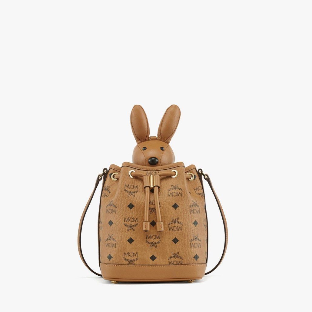 PREORDER: MCM Park Rabbit Drawstring Bag in Visetos, Women's Fashion ...