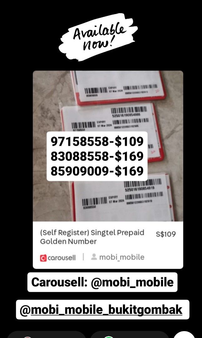 (Self Register) Singtel Prepaid Golden Number, Mobile Phones & Gadgets ...