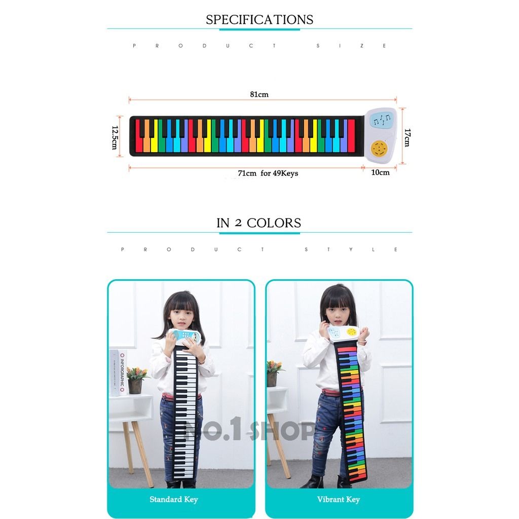 Silicon Flexible Roll Up Piano with Control Panel Speaker, Hobbies & Toys, Music & Media, Music ...