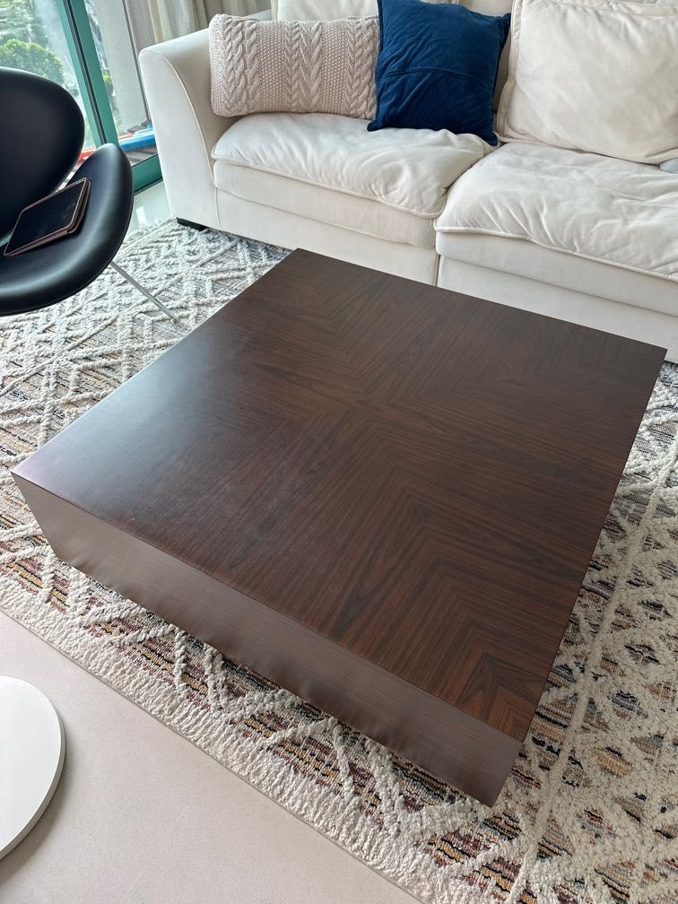 Solid wood dark brown square coffee table, Furniture & Home Living ...