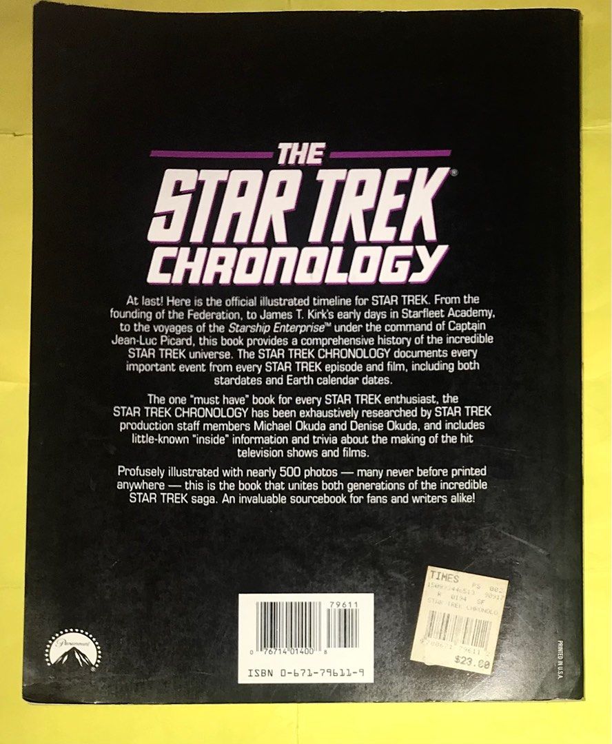 STAR TREK CHRONOLOGY BOOK, Hobbies & Toys, Books & Magazines ...