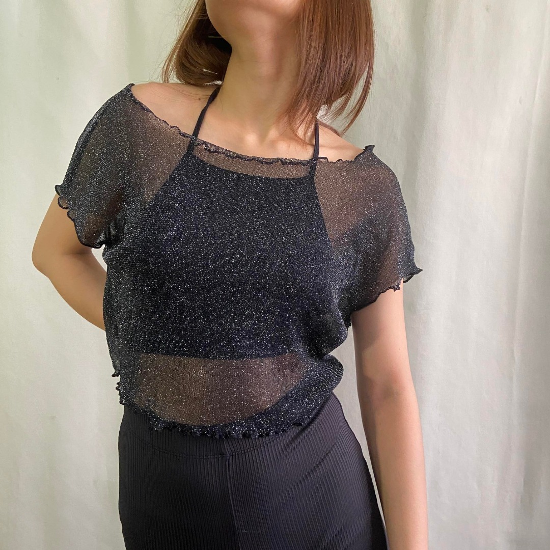 Stretchy Glittery See Through Mesh Top on Carousell