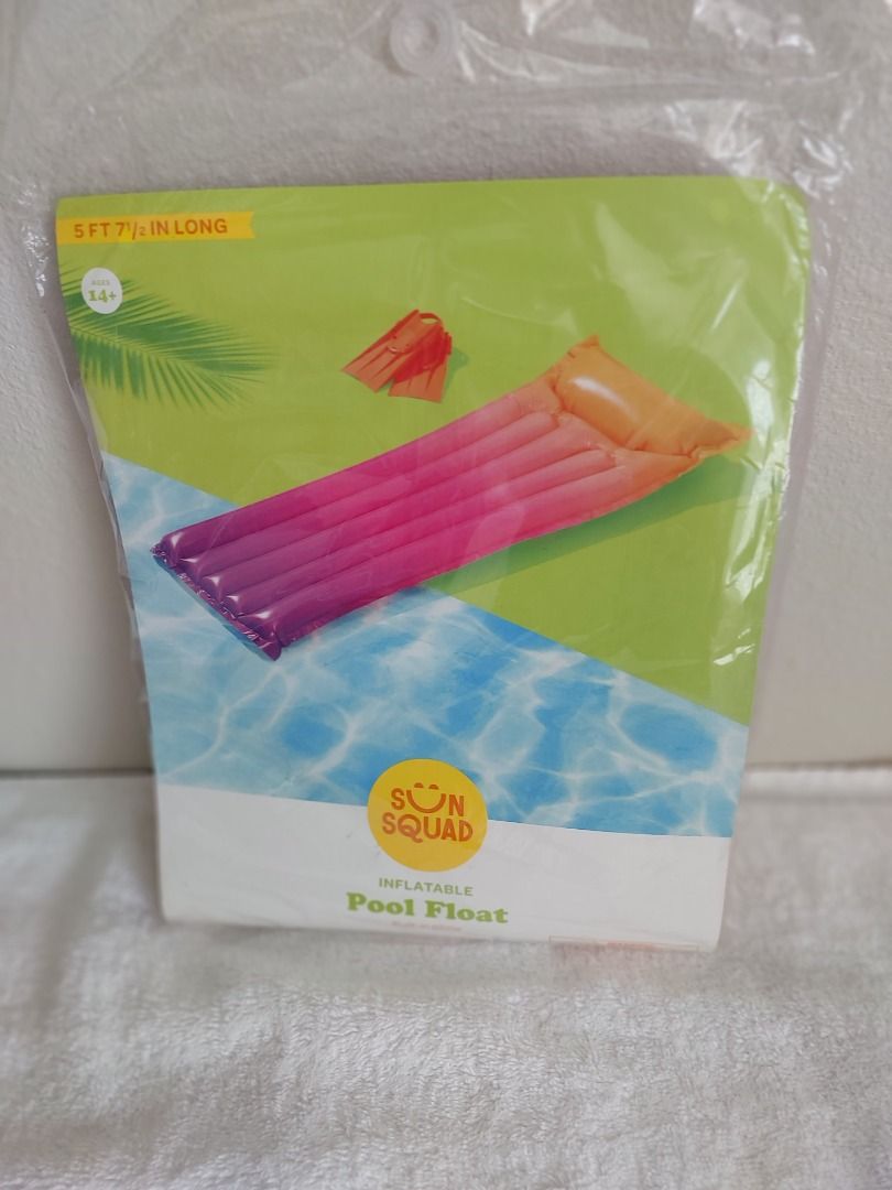 Sun Squad Inflatable Pool Float with Built-in Pillow Assorted NewUSA on ...