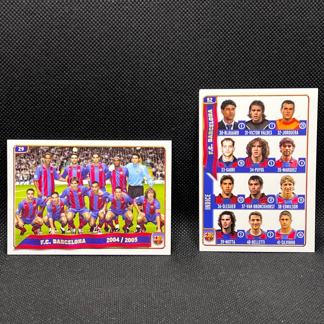 Super Rare 2004 2005 Mundicromo #29 Barcelona Team Card Ronaldinho Xavi ...