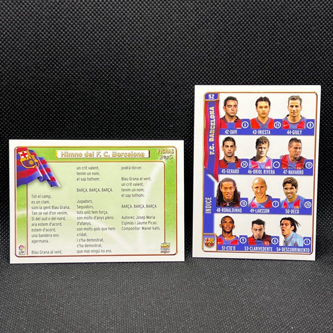 Super Rare 2004 2005 Mundicromo #29 Barcelona Team Card Ronaldinho Xavi ...