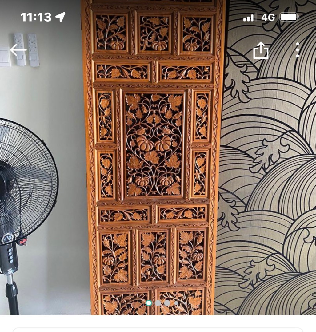 Teak wood panel ( 4 panel ), Furniture & Home Living, Furniture, Other ...