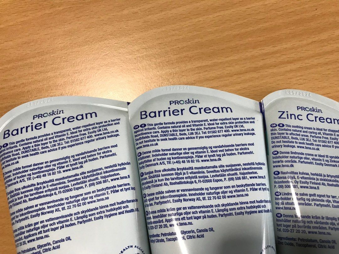 Tena Proskin barrier cream /zinc cream, Health & Nutrition, Medical ...