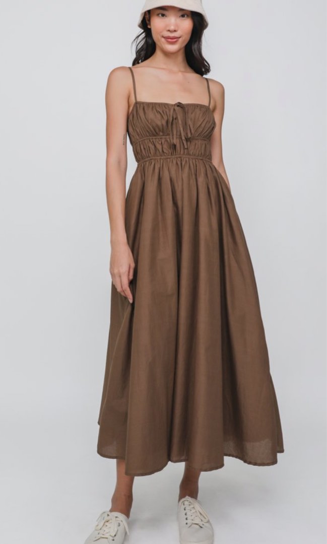 TTR Taya Shirred Cotton Tiered Maxi Dress, Women's Fashion, Dresses & Sets, Dresses on Carousell