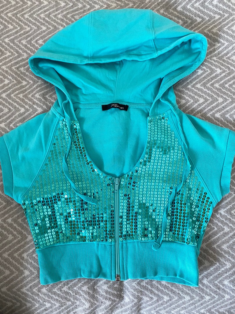 Turquoise crop jacket, Women's Fashion, Coats, Jackets and Outerwear on ...