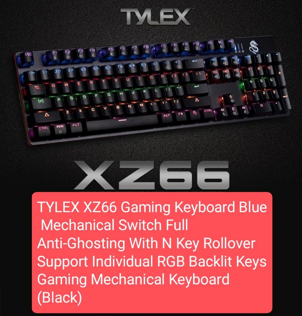 TYLEX XZ66 Gaming Keyboard Blue Mechanical Switch Full Anti-Ghosting ...