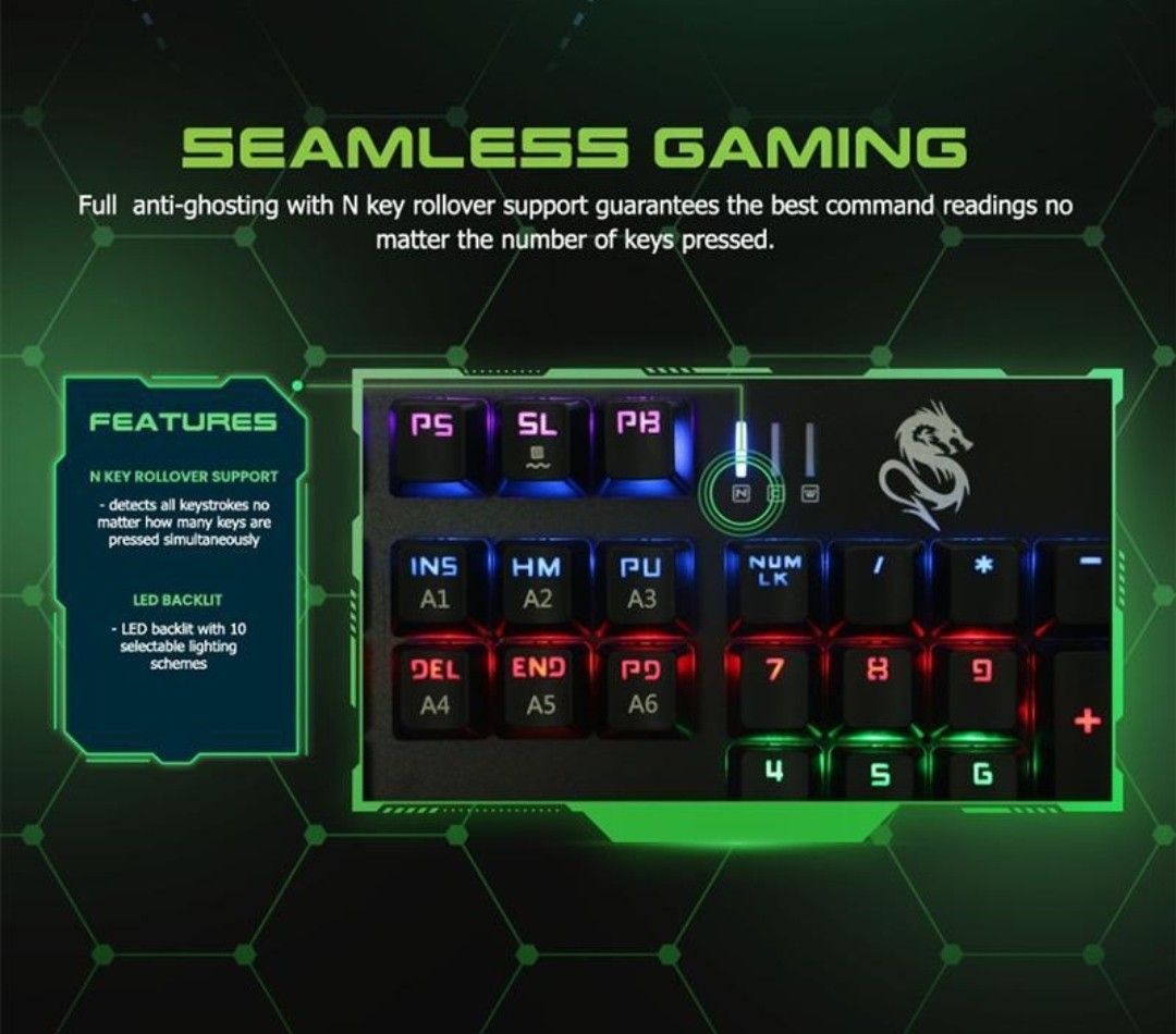 TYLEX XZ66 Gaming Keyboard Blue Mechanical Switch Full Anti-Ghosting With N Key Rollover Support ...