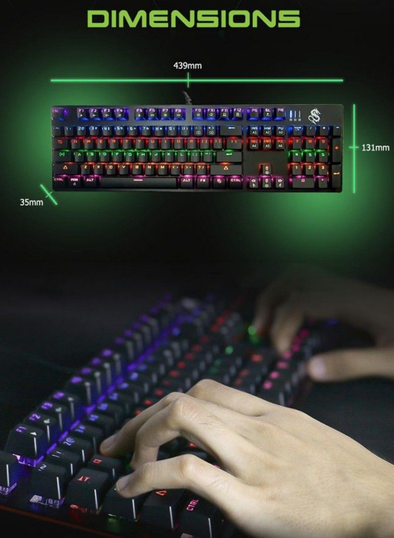 TYLEX XZ66 Gaming Keyboard Blue Mechanical Switch Full Anti-Ghosting ...