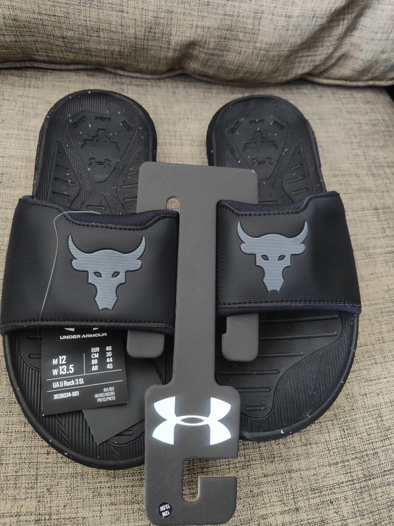 Under Armour Project Rock 3 slides, Men's Fashion, Footwear, Flipflops ...
