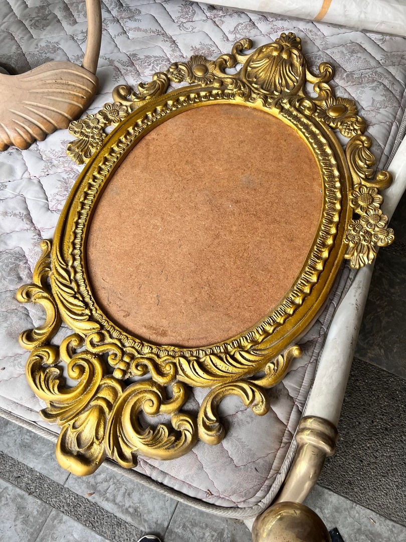 Vintage Brass Mirror Frame, Furniture & Home Living, Home Decor ...