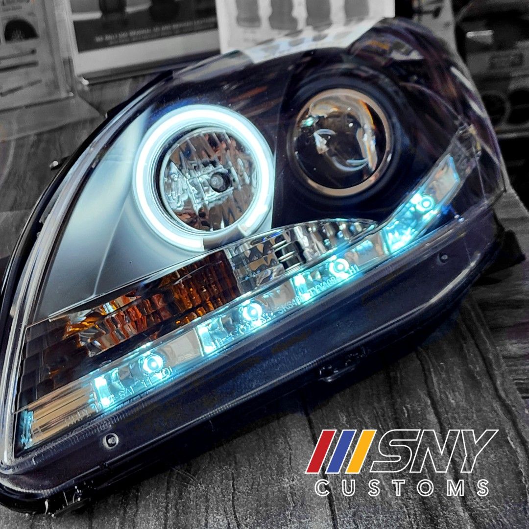 Vios Gen2 2008 to 2013 headlights projector CCFL halo Angel Eyes DRL ...